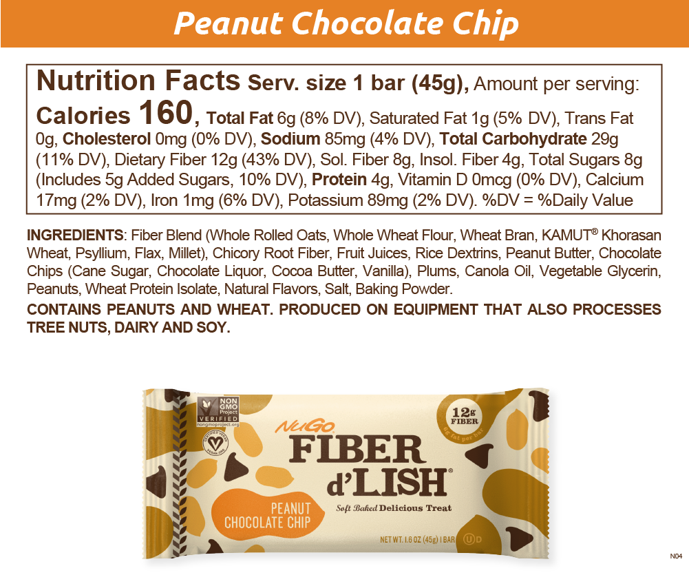 NuGo Fiber d'Lish Peanut Chocolate Chip – NuGo Nutrition UK